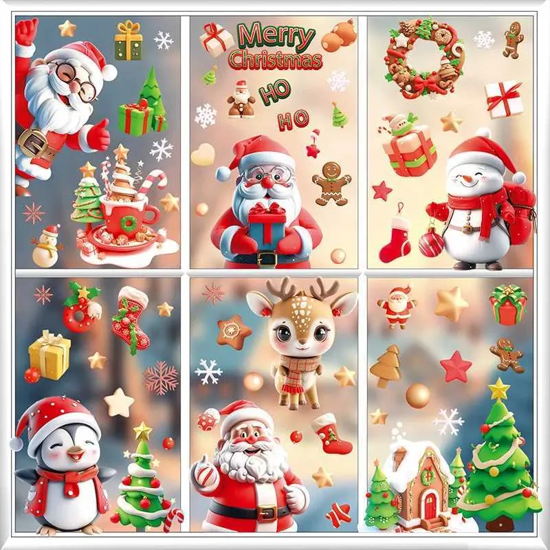 Christmas Stickers For Windows Festive Electrostatic Clings, Double ...