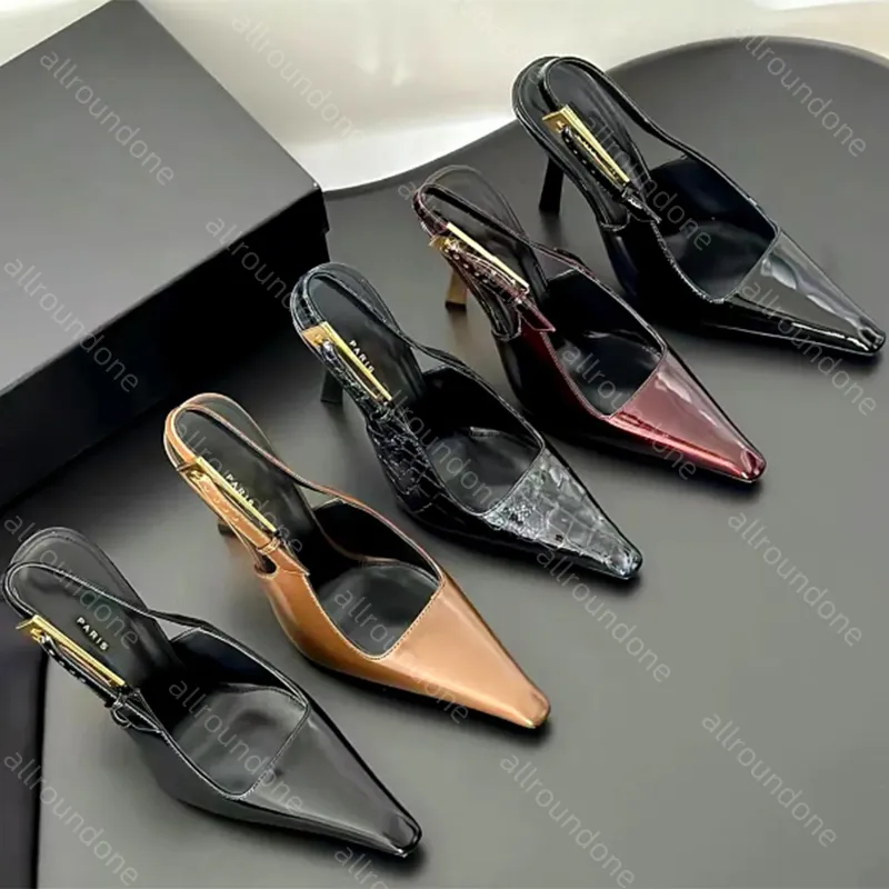 Wholesale Designer Patent Leather Slingback Heels Pointed Toe Stiletto ...
