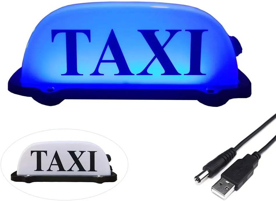 Taxi Roof Light - USB Rechargeable Cab Sign Beacon with Magnetic Base ...