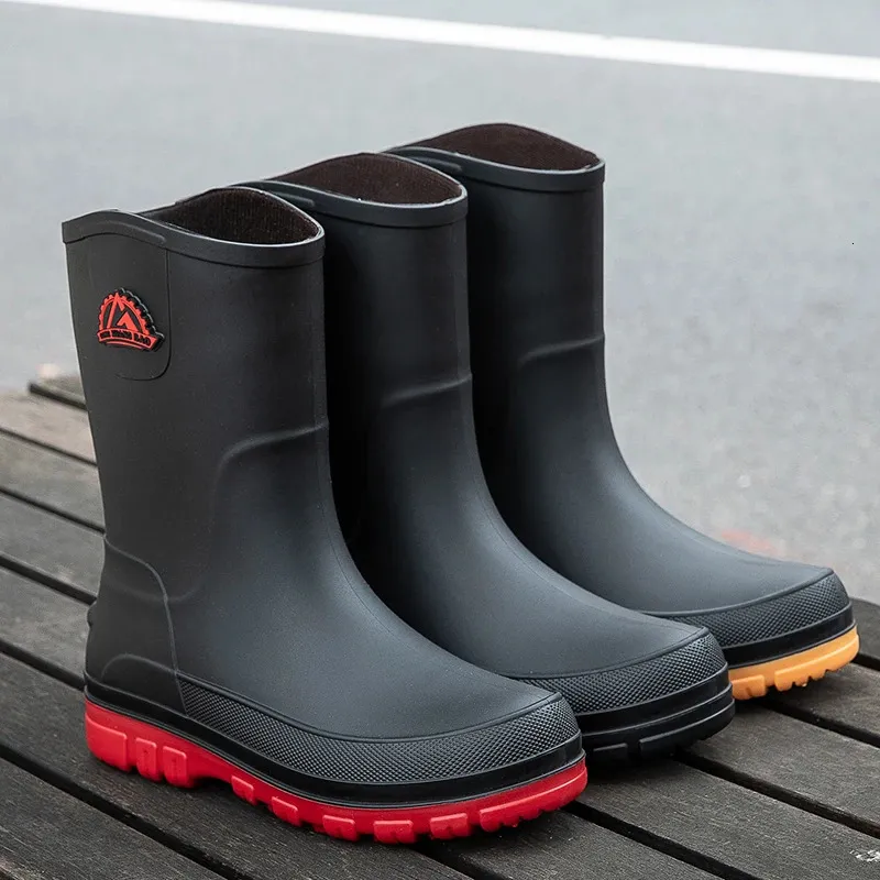 Men's Short Rubber Rain Boots - Anti-Slip, Waterproof, Wear-Resistant ...
