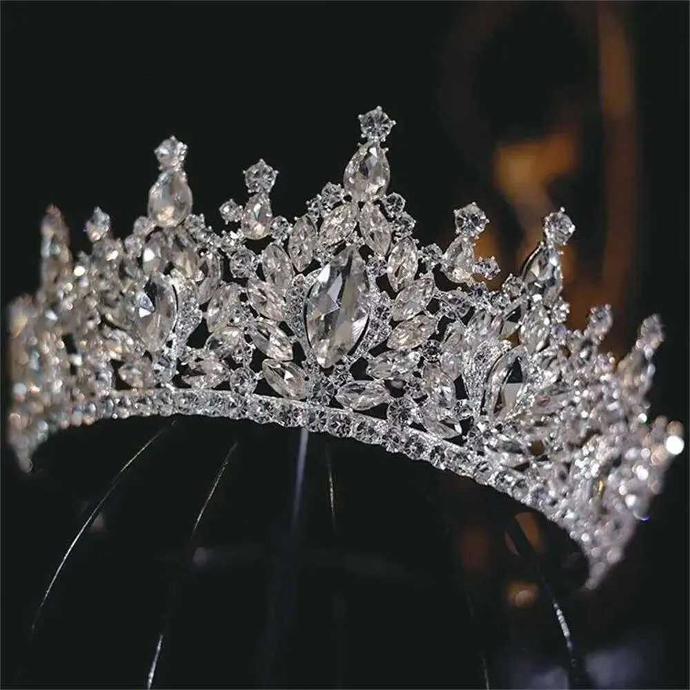 Korean Queen Crystal Bridal Tiara Water Drop Silver Color For Bridal ...