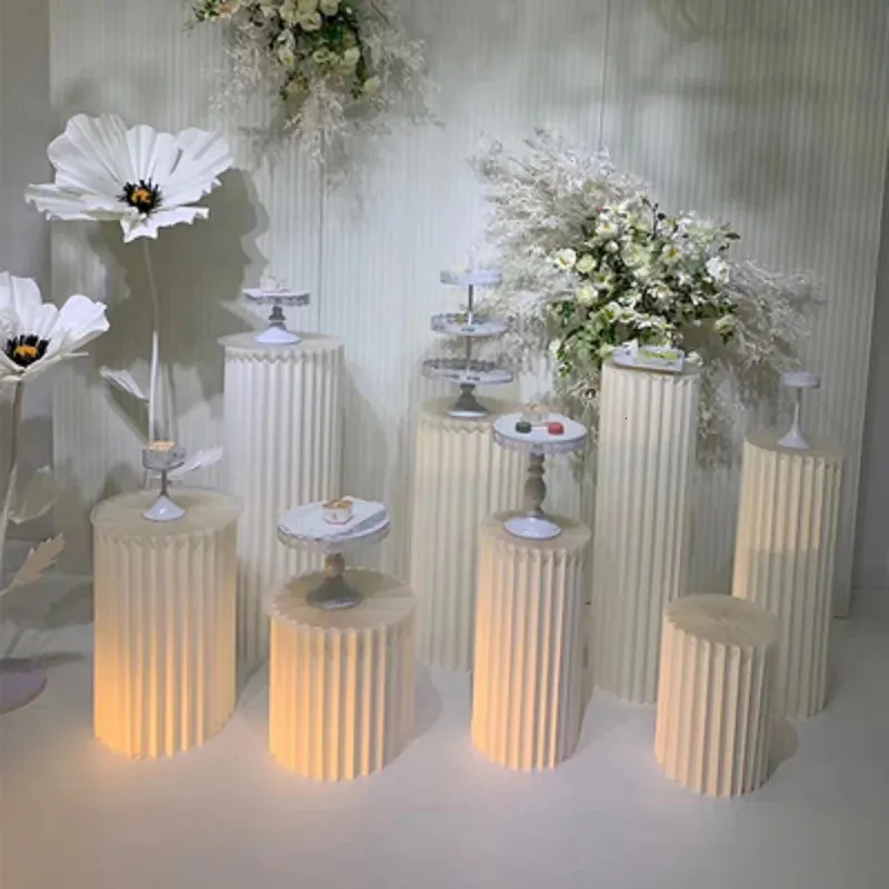 Custom Folding Cylindrical Cake Dessert Table Leather Paper Roman ...
