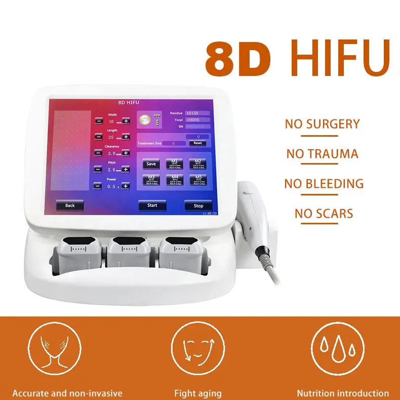 HIFU Machines 8D Ultrasound Vmax Skin Rejuvenation Device Non Invasive Face Lifting & Body ...
