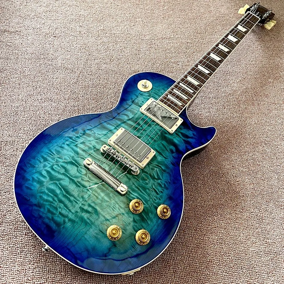 LP 1955 R9 Blue Electric Guitar With Frets Binding, Tune O Matic Bridge ...