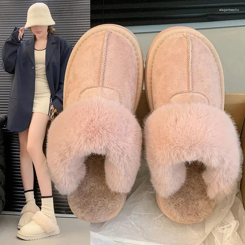Bao Head Cotton Slip On Winter Slippers For Women For Women With Thick ...
