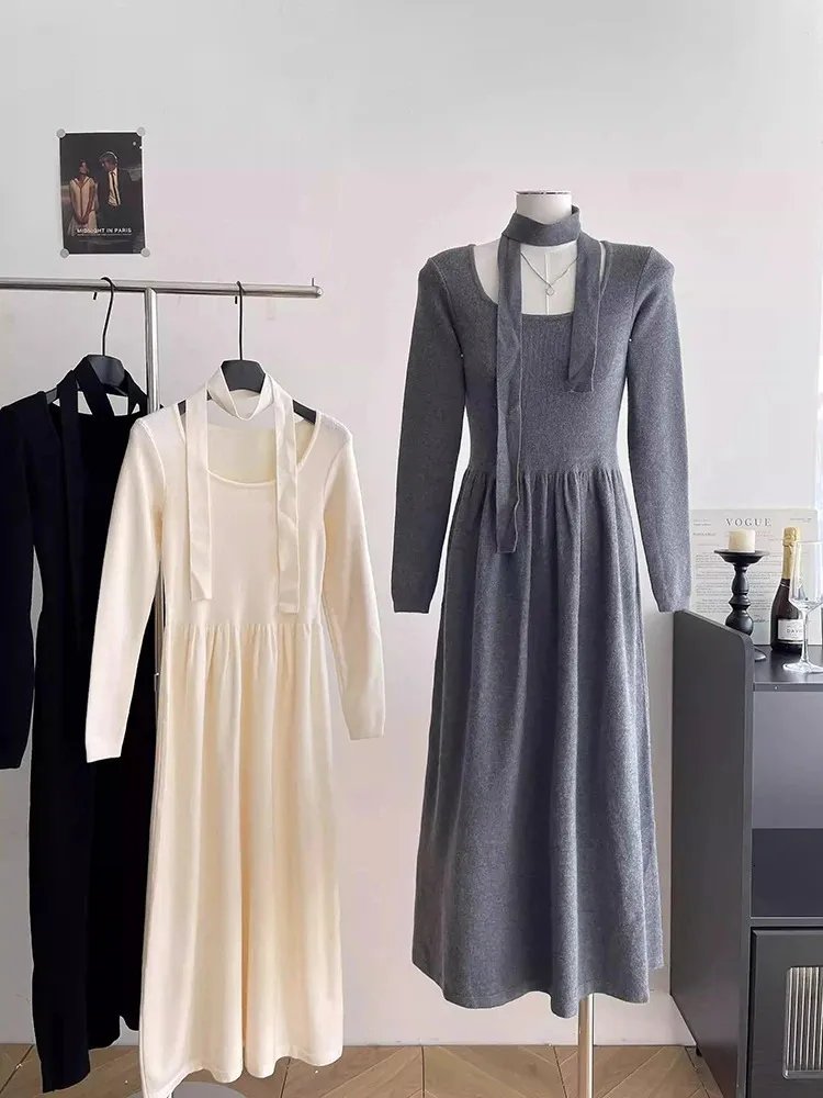 Elegant Knit Dress: Autumn/Winter Long Sleeve, Form-Fitting - Shop Now ...