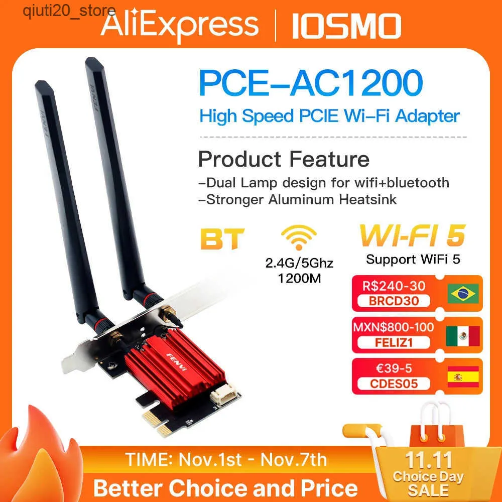 AC1200 Wireless PCI-E Network Adapter: Dual Band 2.4/5GHz, Bluetooth 4. ...