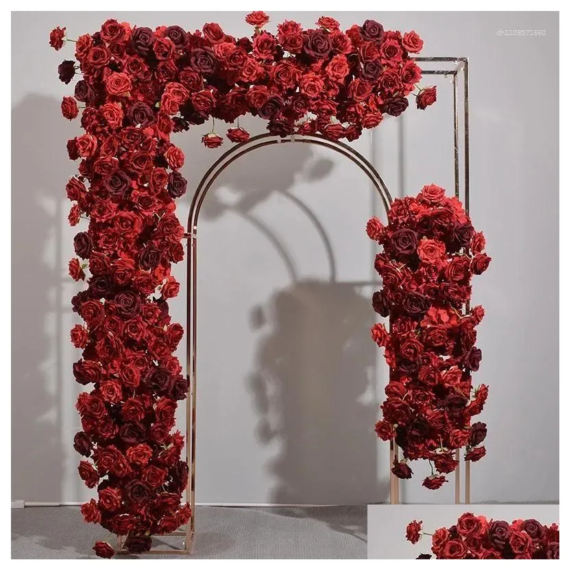 Red Rose Flower Bouquets Wedding Decor: Artificial Flower Hanging Row ...