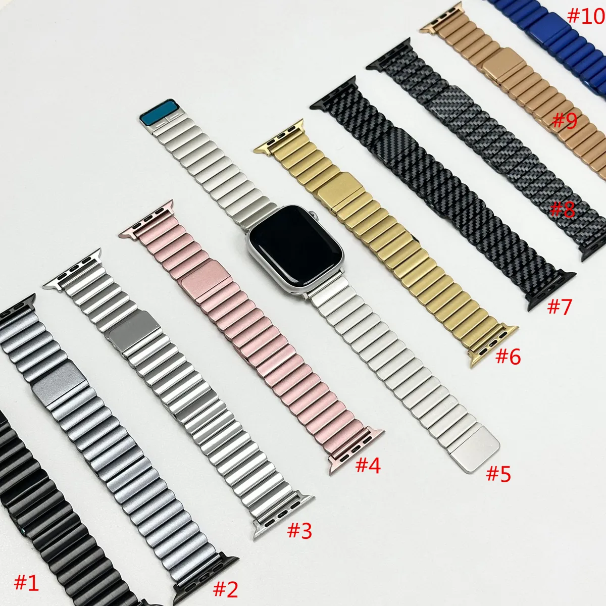 Bamboo Carbon Fiber Loop Magnetic Watchband For Apple Watch 3 9, Ultra ...