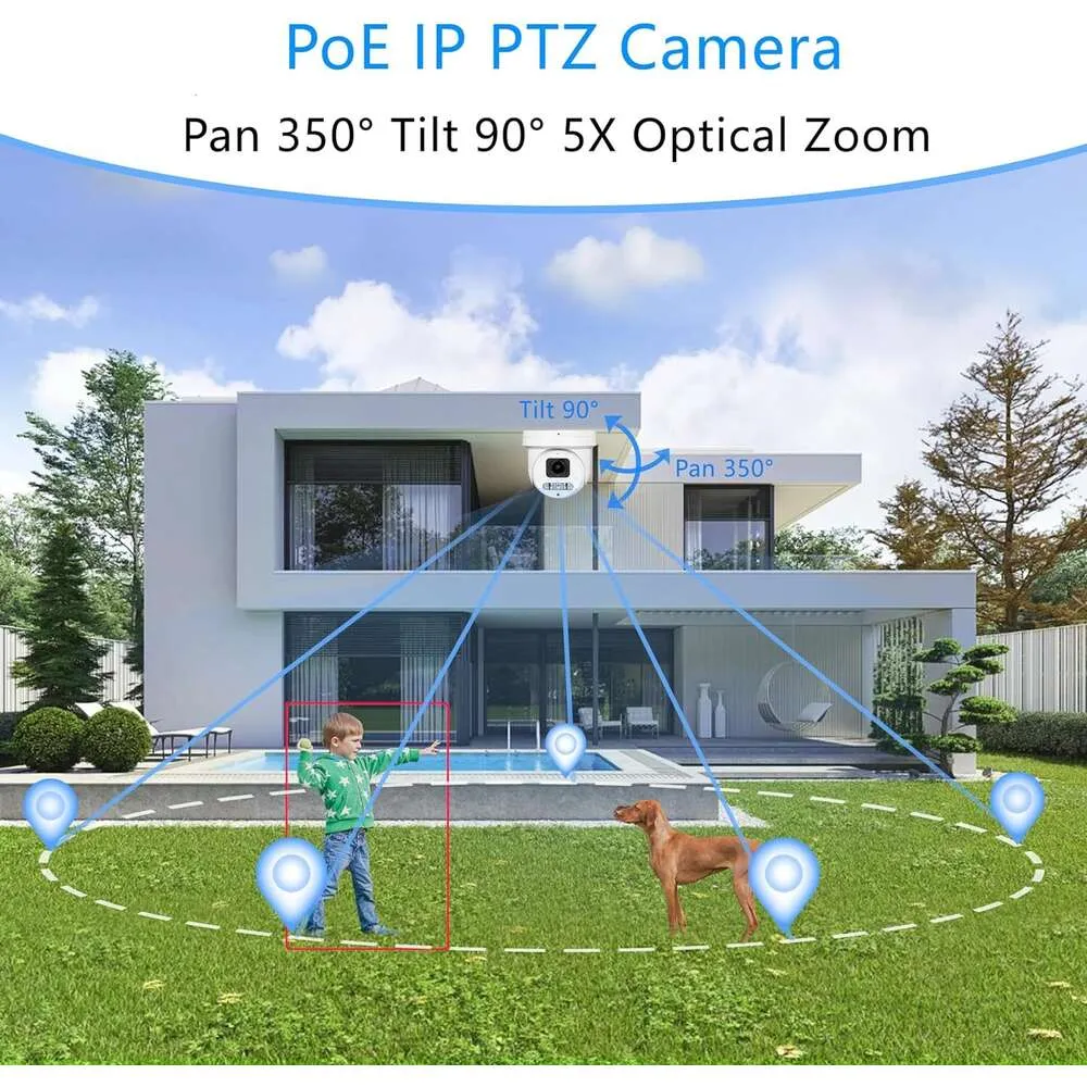 4K 8MP Mini PTZ Dome PoE IP Camera Outdoor with Pan/Tilt, 5X Optical ...