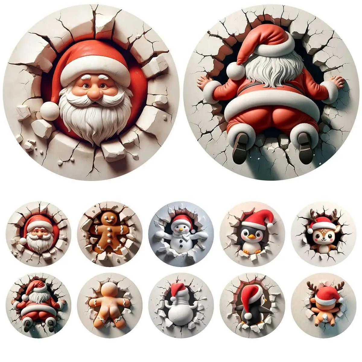 Dekoratif Noel Baba Noel Süsleri UV DTF Cam Kahve Kupaları İçin Aktarım ...