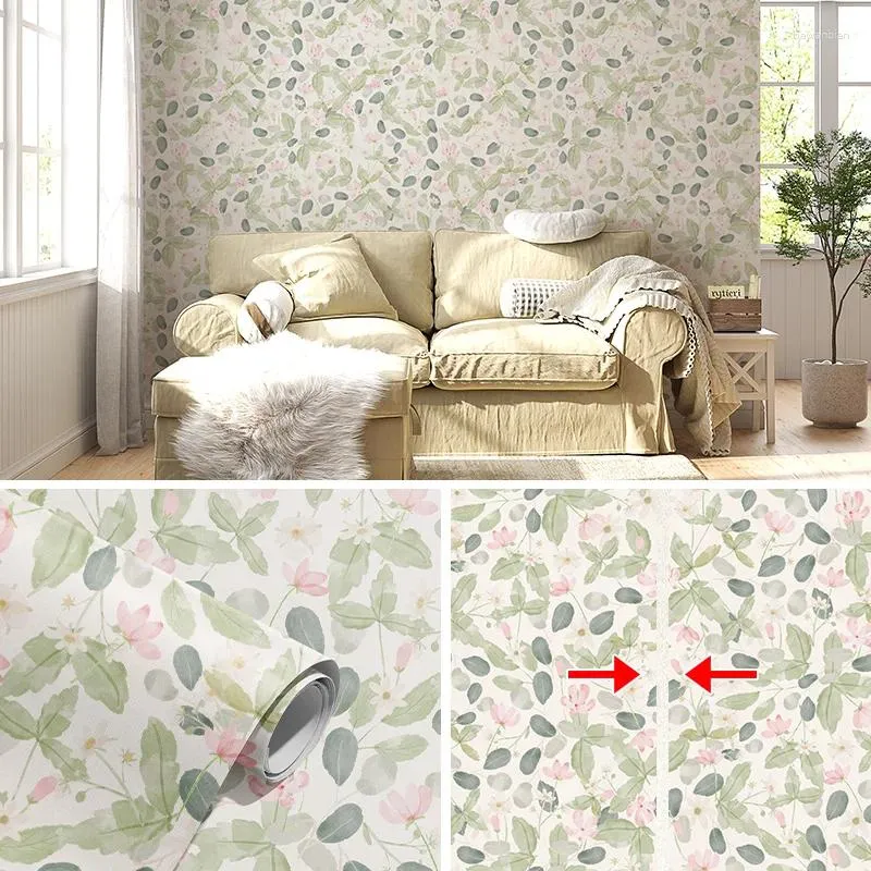 Green Leaf Floral Self-Adhesive cute wallpapers Peel and Stick Rolls ...