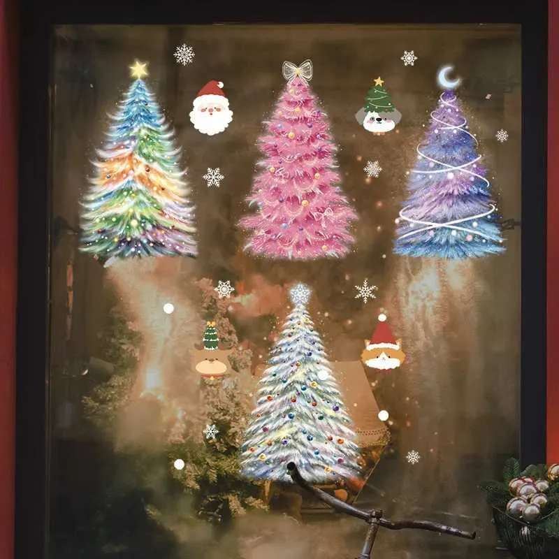 Iridescent Christmas Tree Window Stickers - Fluorescent Color, Static ...