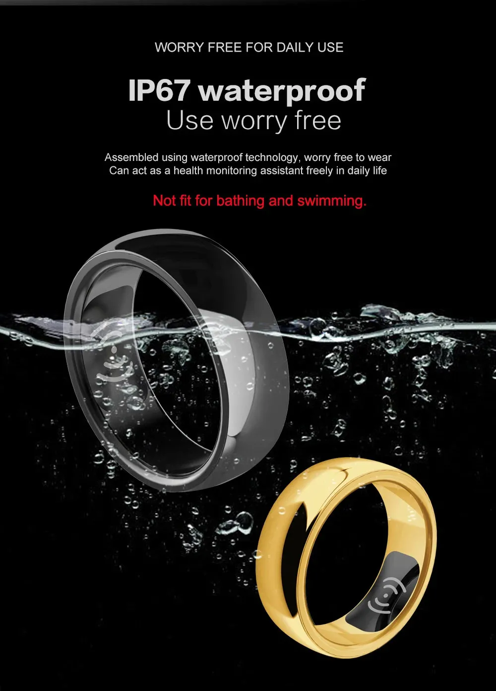 SR300 Smart Ring Fitness Tracker Heart Rate Blood Oxygen Temperature ...