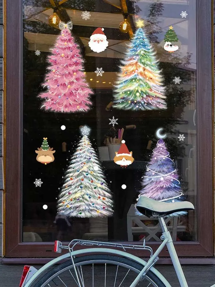 Iridescent Christmas Tree Window Stickers - Fluorescent Color, Static ...