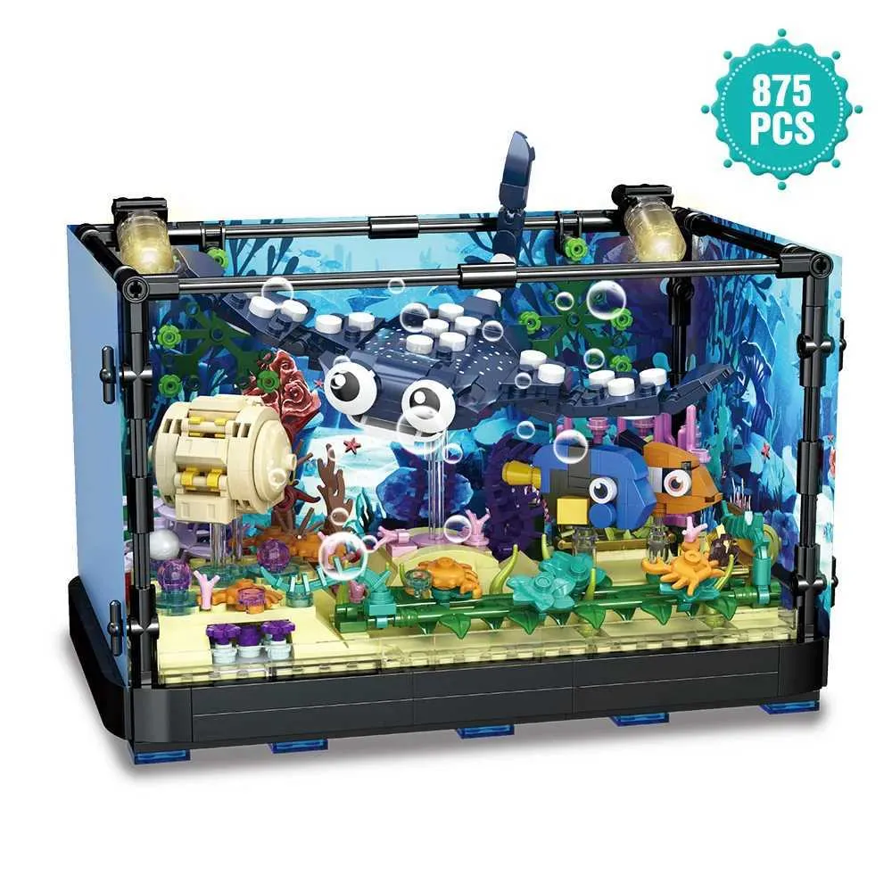 Ocean Lovers' Gift: Aquarium Equipment Playset With Lights Marine Life ...