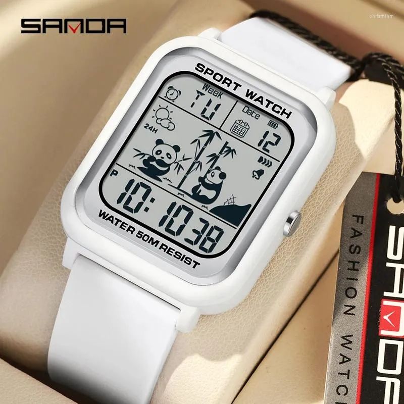 Wristwatches: SANDA Top Panda Pattern Square Gradient Electronic Watch ...