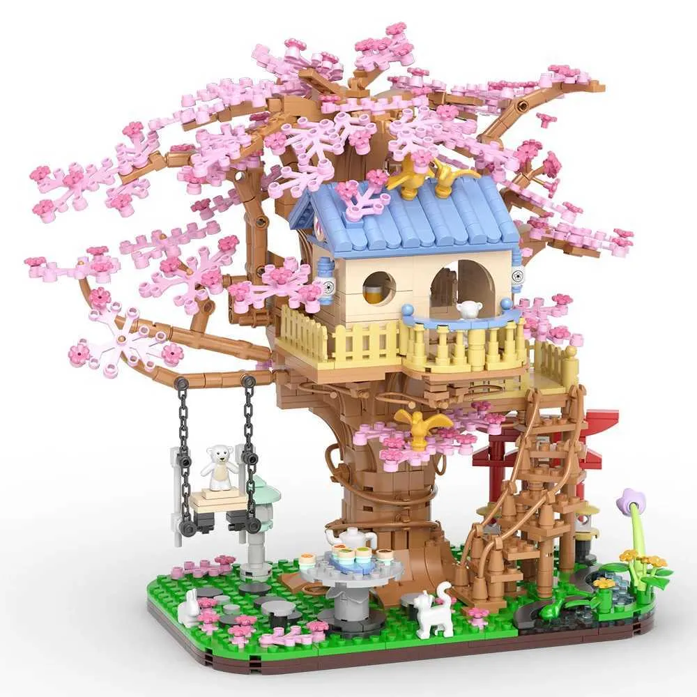 Sakura Blossom DIY Mini Romatic Fairytale Treehouse Building Brick Set ...