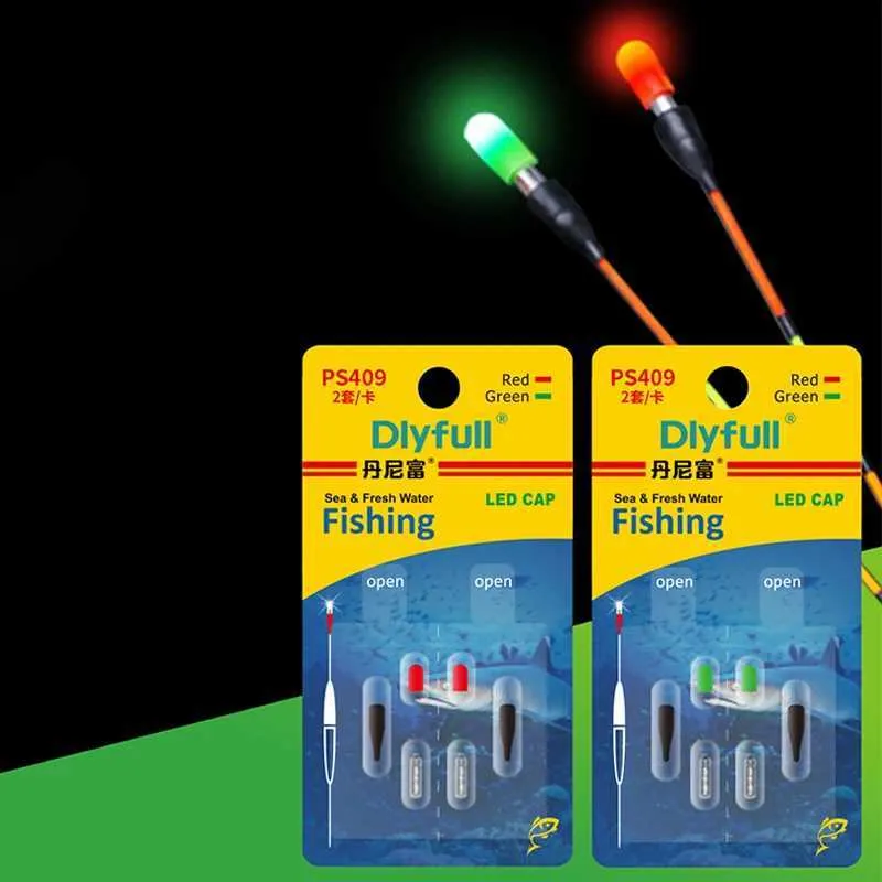 Dlyfull LED Fishing Pole Set with Green/Red Lights - CR3 Battery ...