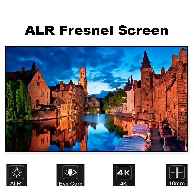 120" Fresnel Fixed Frame Ambient Light Rejection projection screen and ...