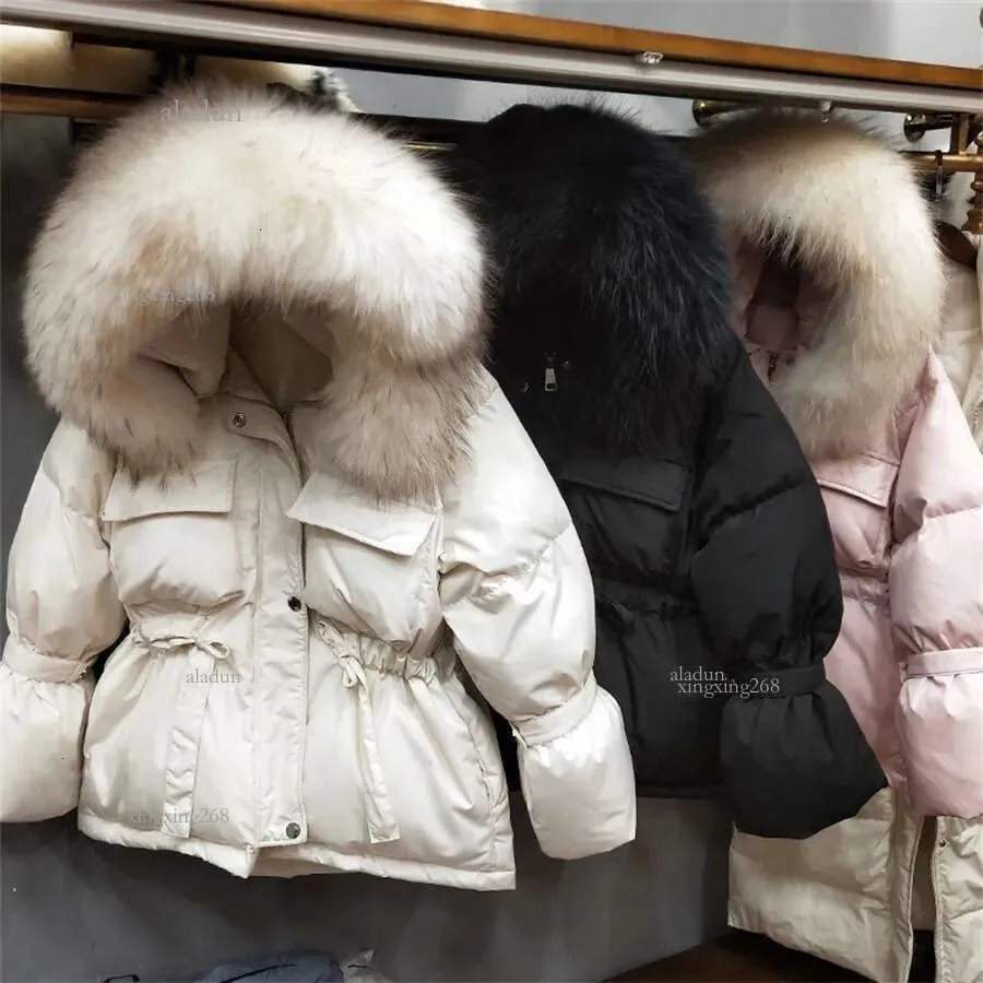 Pato Blanco De Invierno Para Mujeres Con Capucha De Piel De Mapache ...