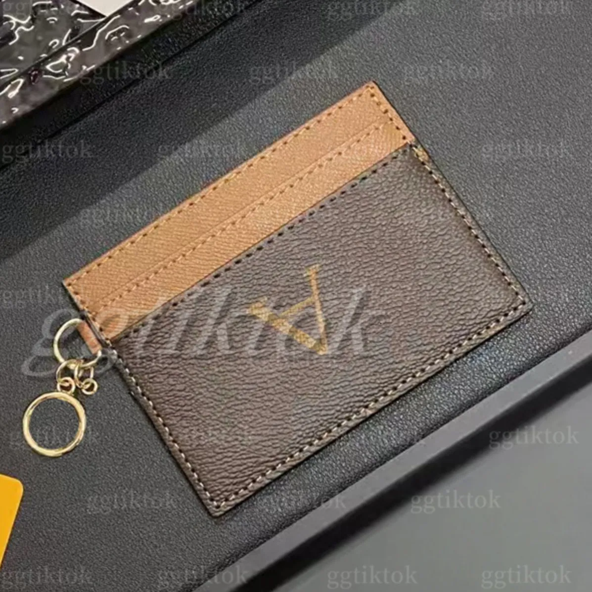 Brown Flower Poke Key Chain Pouch Genuine Leather Luxury Bag Key Pouch ...