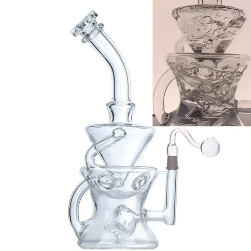 Wholesale Cyclone Helix Double Reusable Glass Bong With Ceramic Nail ...