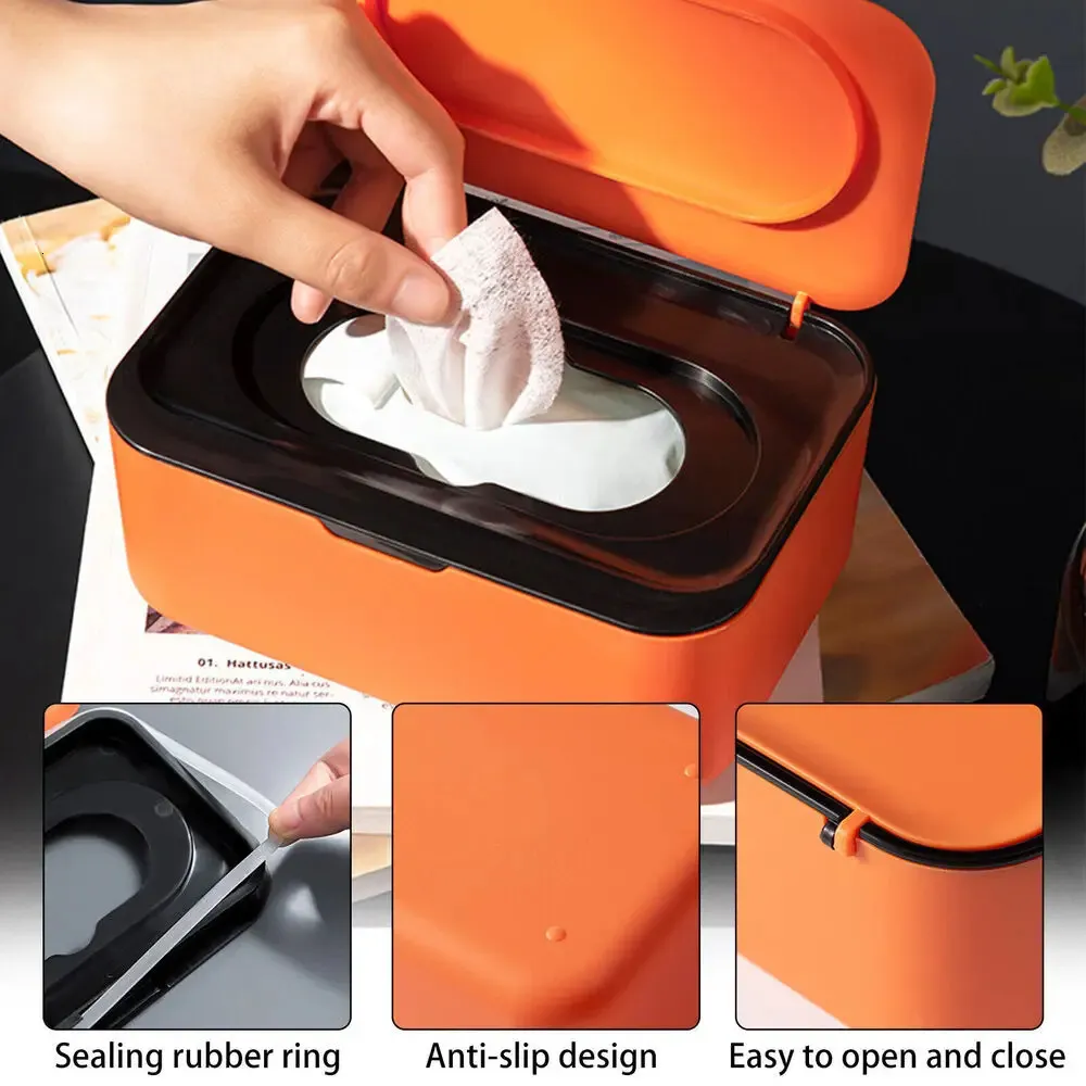 Dustproof Wet Tissue Box with Lid, Baby Nappy Storage Holder Dispenser ...