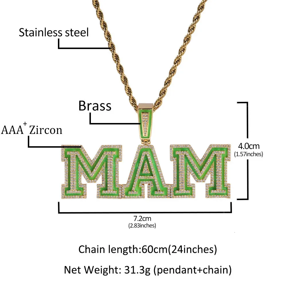 UWIN Custom Fluorescent Name Pendant Necklace Ice Cube Zirconia Chain ...