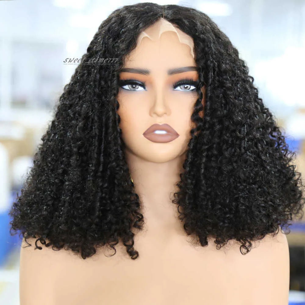 High Density Pixie Curl Lace Front Wig For Women Soft Long 4X4 ...