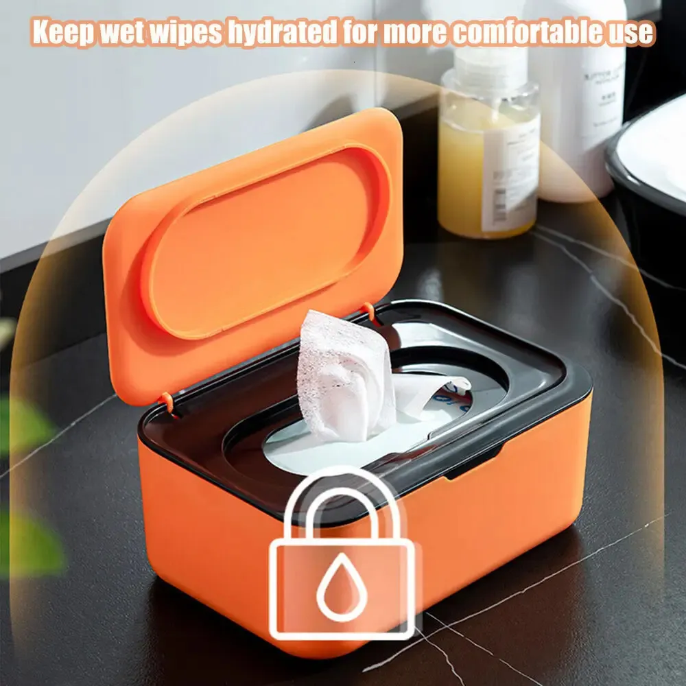 Dustproof Wet Tissue Box with Lid, Baby Nappy Storage Holder Dispenser ...