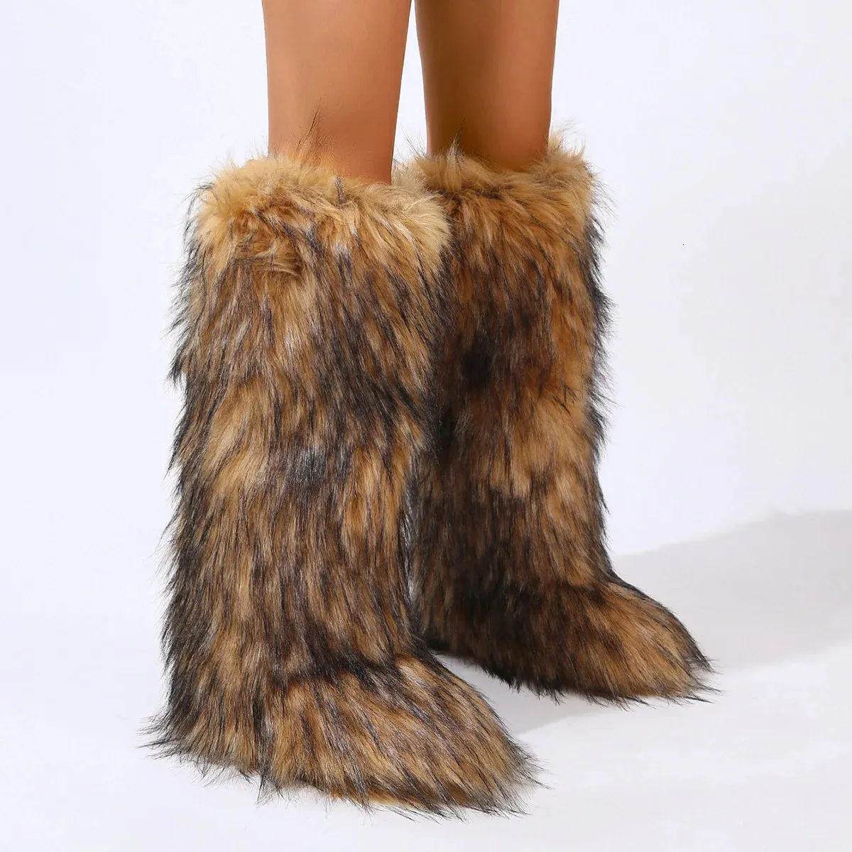 2025 Women's Winter Thigh High Fur Boots: Fluffy, Furry, Faux Fox, Long ...