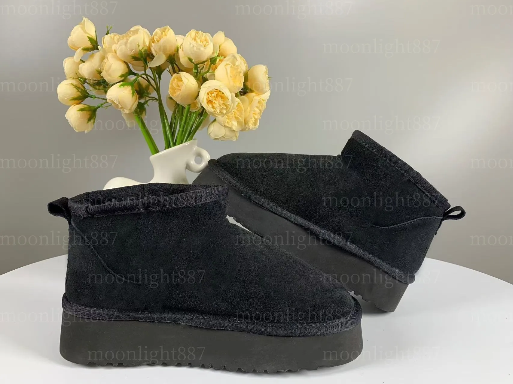 TAZZ Luxury Leather Ankle Black Snow Boots With Short Bowtie For Women ...