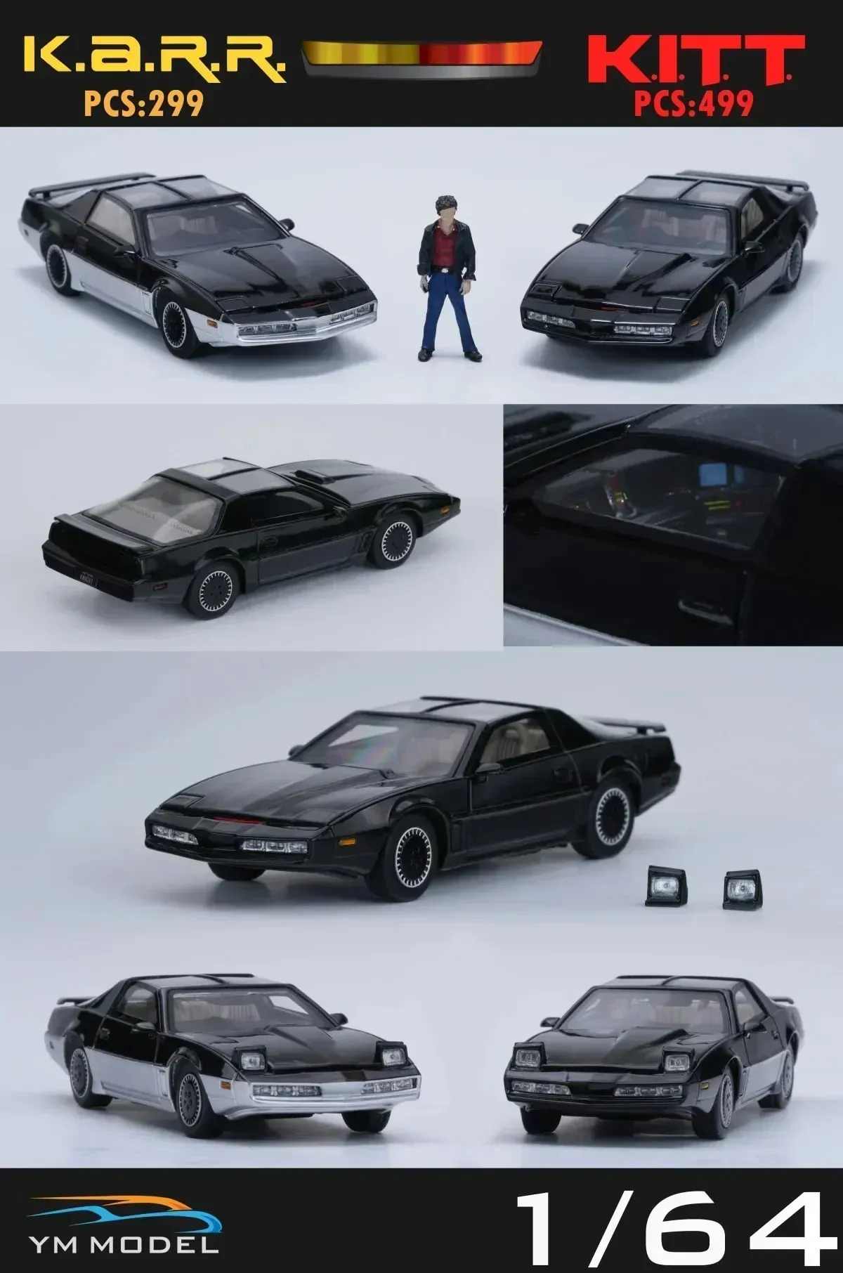 1:64 Scale Model Firebird Knight Rider Karr Black and Silver Alloy ...