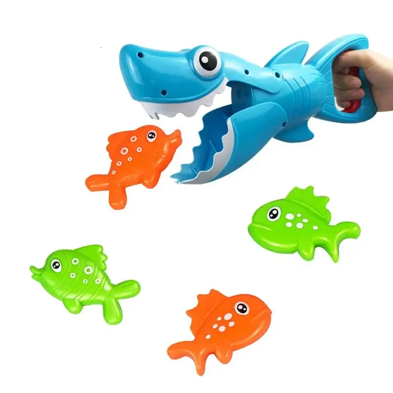 Shark Grabber Bath Toy for Kids, Bathtub Fishing Game with 4 Fishes ...