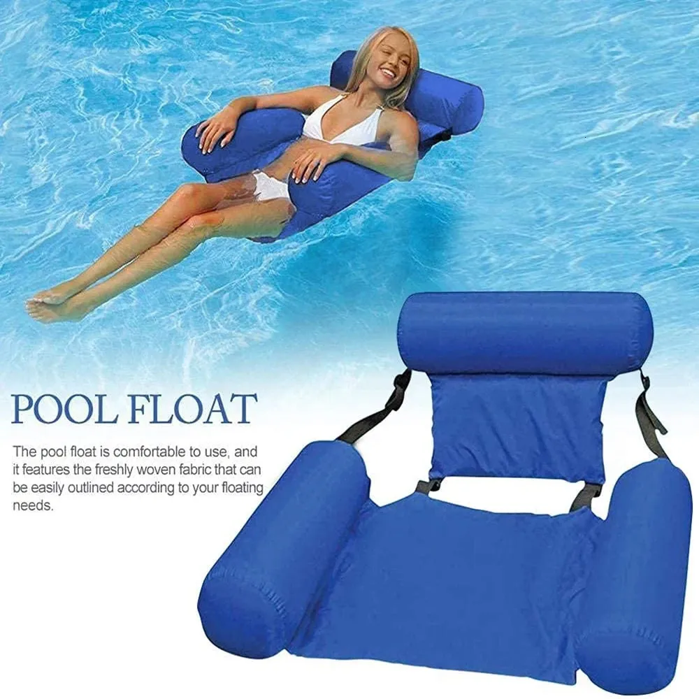 Inflatable Floating Row Backrest Air Mattress, Foldable Beach Swimming ...