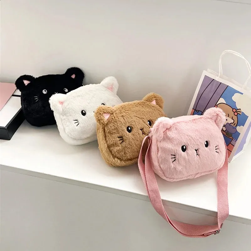 Cute Cat Crossbody Purse for Girls - Soft Plush Coin Purse, Winter ...