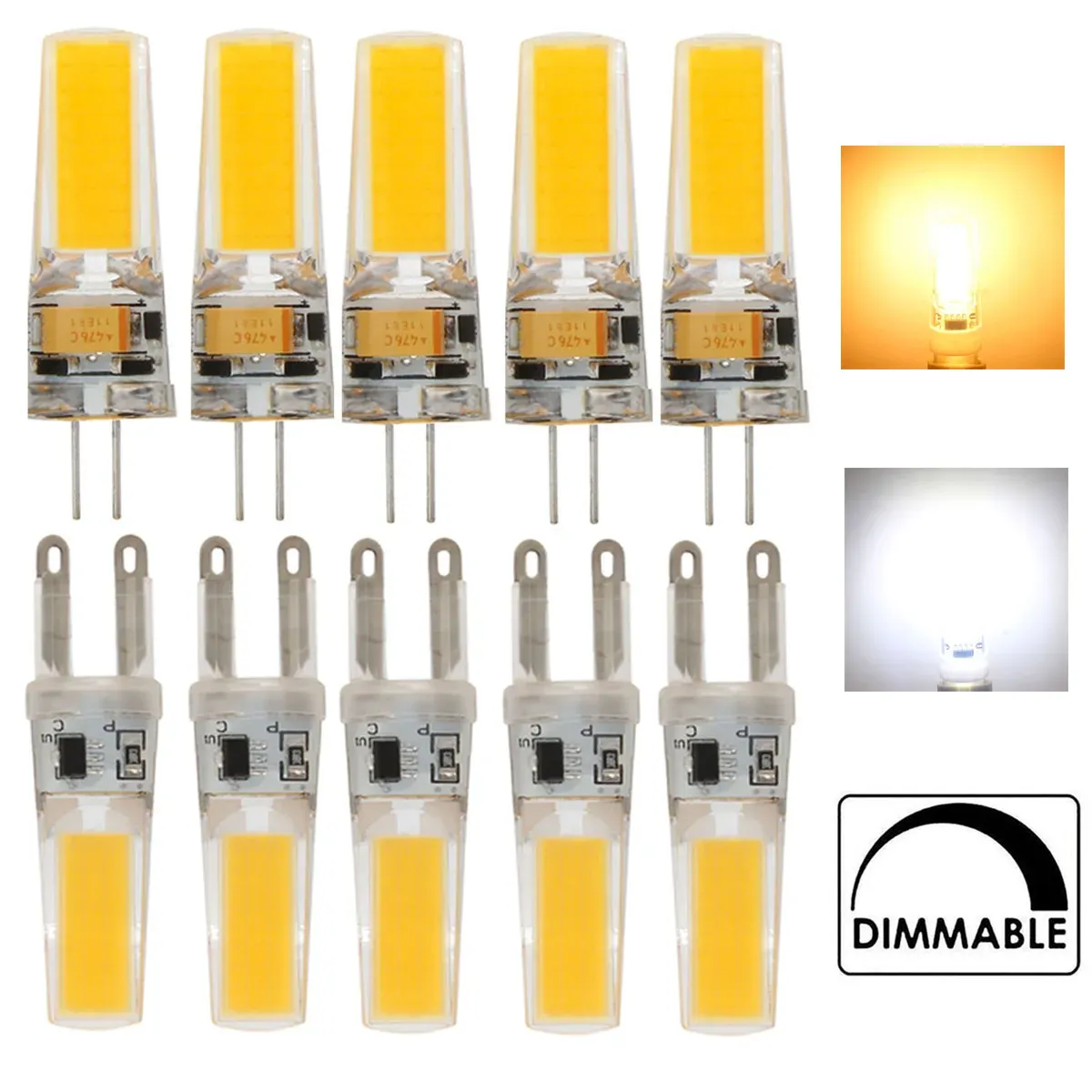 Dimmable G4 G9 COB LED Light Bulbs 12V 220V 3W 6W Lamp Replace 40W ...