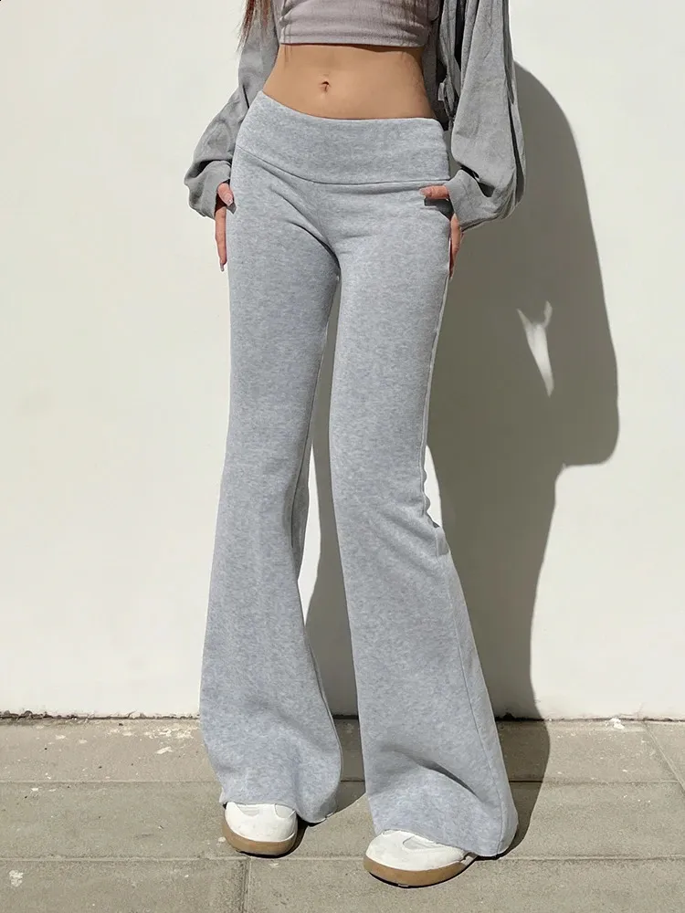 Slim Fit Flared Sweatpants: Gray & Black, Low Waist, Casual Style ...