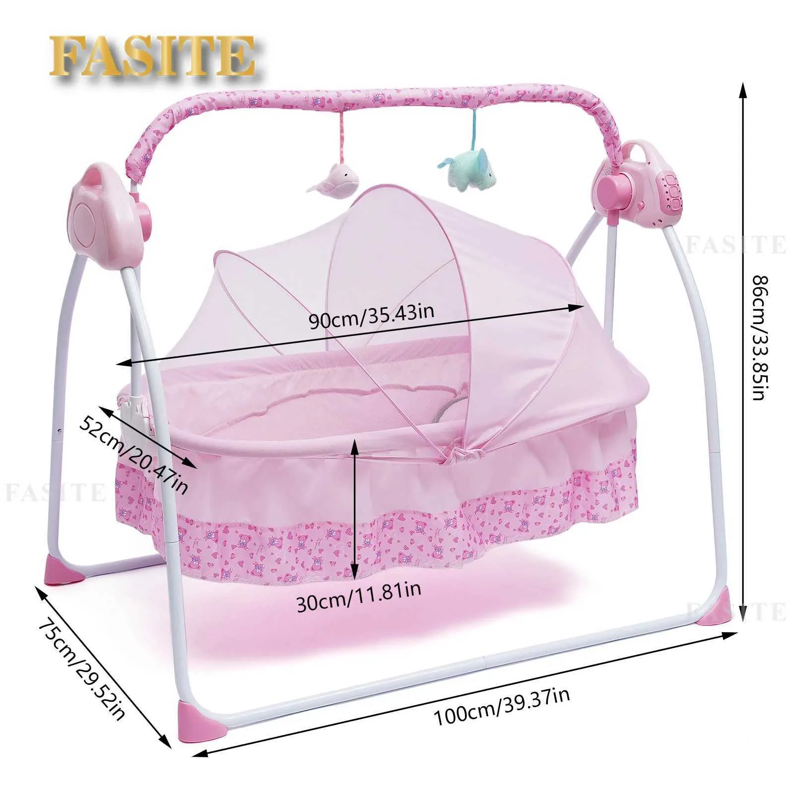 Electric Baby Crib Cradle Infant Bed Auto-Swing Rocking Chair Bassinet ...