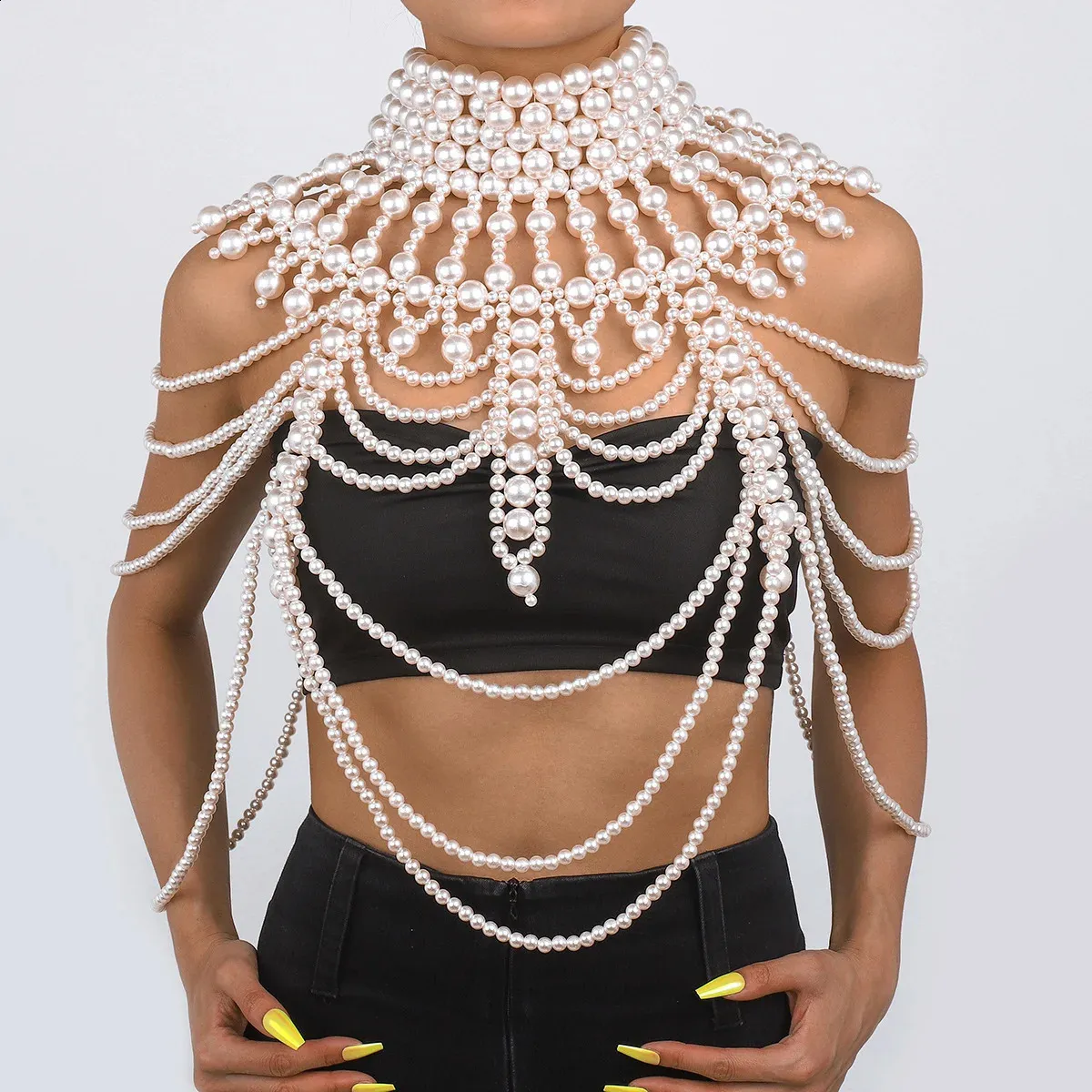 Pearl Body Jewelry: Sexy Tassel Body Chain - Hollow Woven Design ...