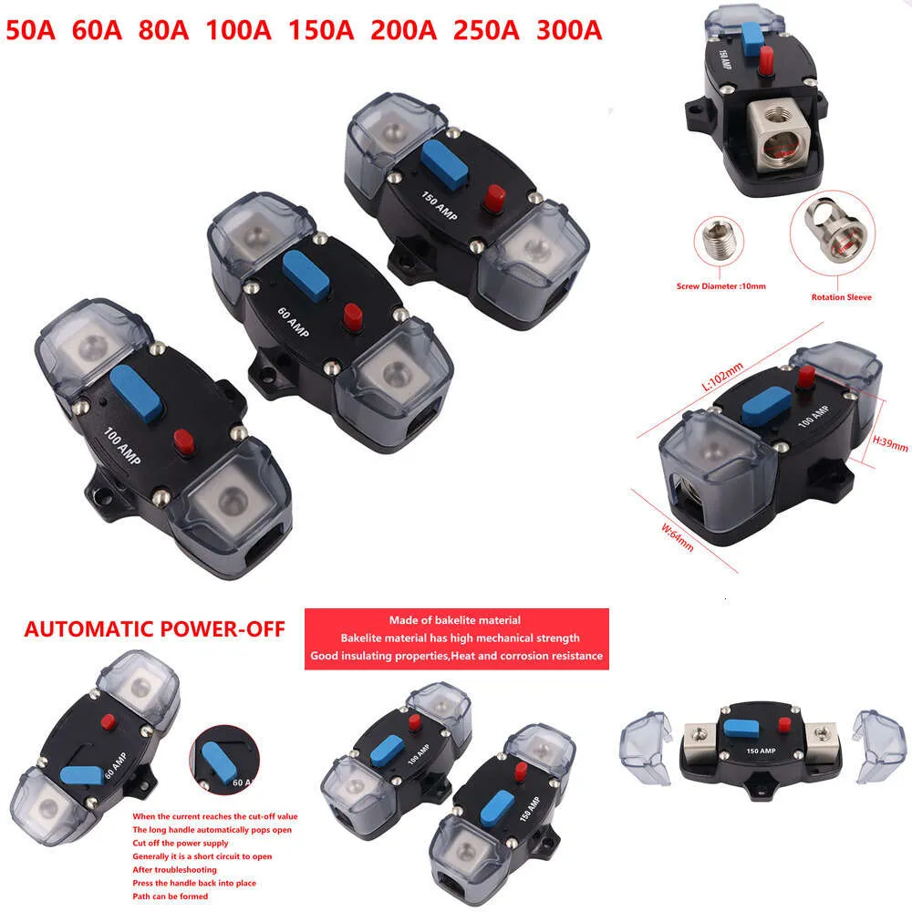 Auto Fuses DC 12 48V Automatic Circuit Breaker Reset 50A 300A Car AGU ...