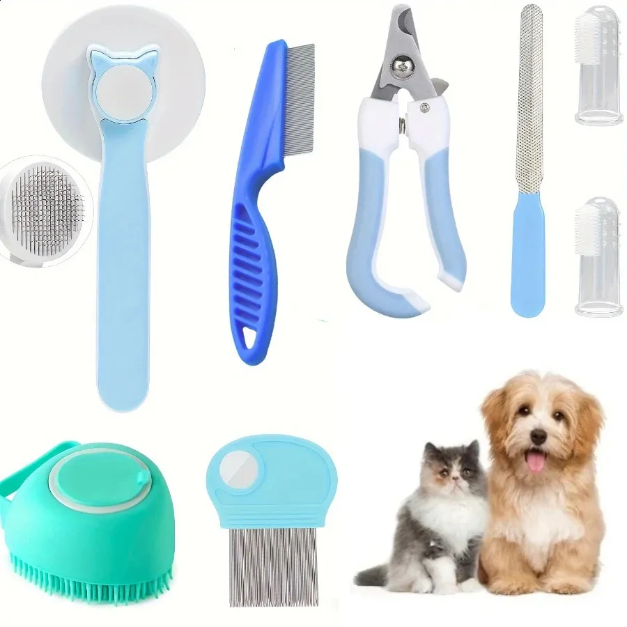 8-Piece Cat Grooming Kit: Brushes, Combs & Toothbrush - Best Seller for ...
