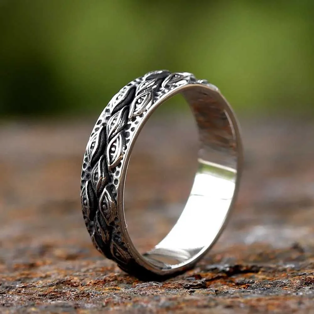 Cool Rock Ring: 316L Steel Carved Eyes Men's Ring - Japanese Mythology ...