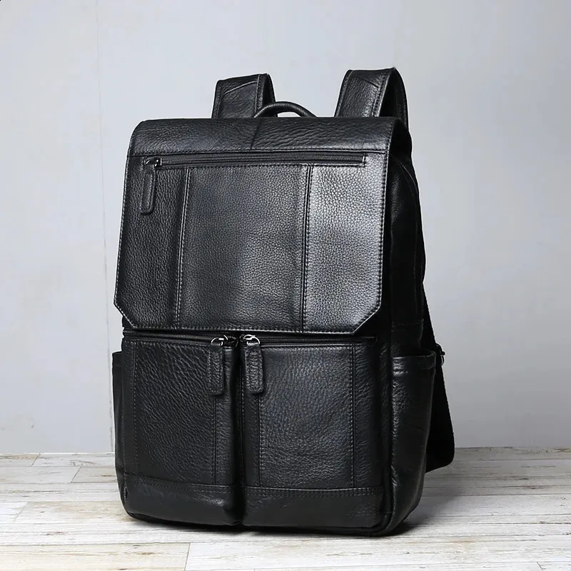 Premium Leather Computer Backpack for Men - Large Capacity Vintage ...