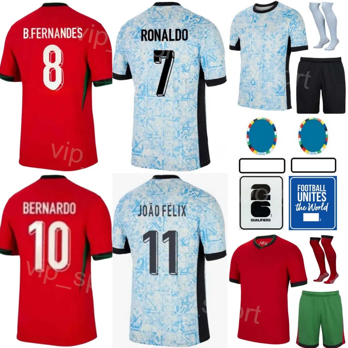 EURO 2024 Portugal National Team Soccer Jersey, Nuno Mendes, Joao ...