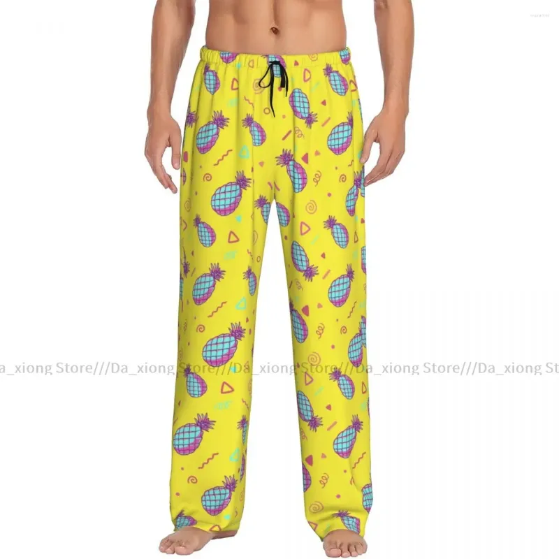 Men's Casual Pajama Pants Yellow Pineapples Pattern Sleepwear Lounge ...