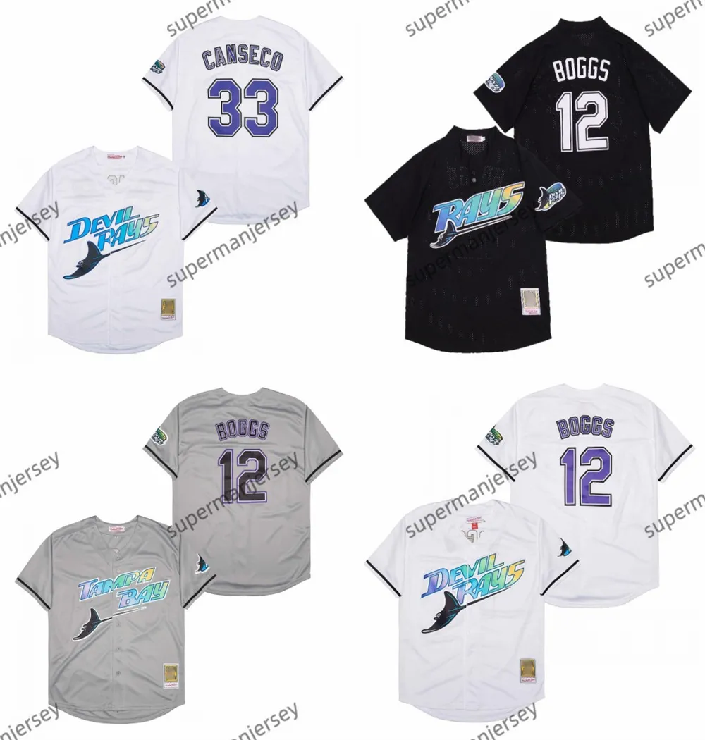 Vintage Devil Rays Baseball Jersey 12 Wade Boggs 33 Jose Canseco 3 Evan ...