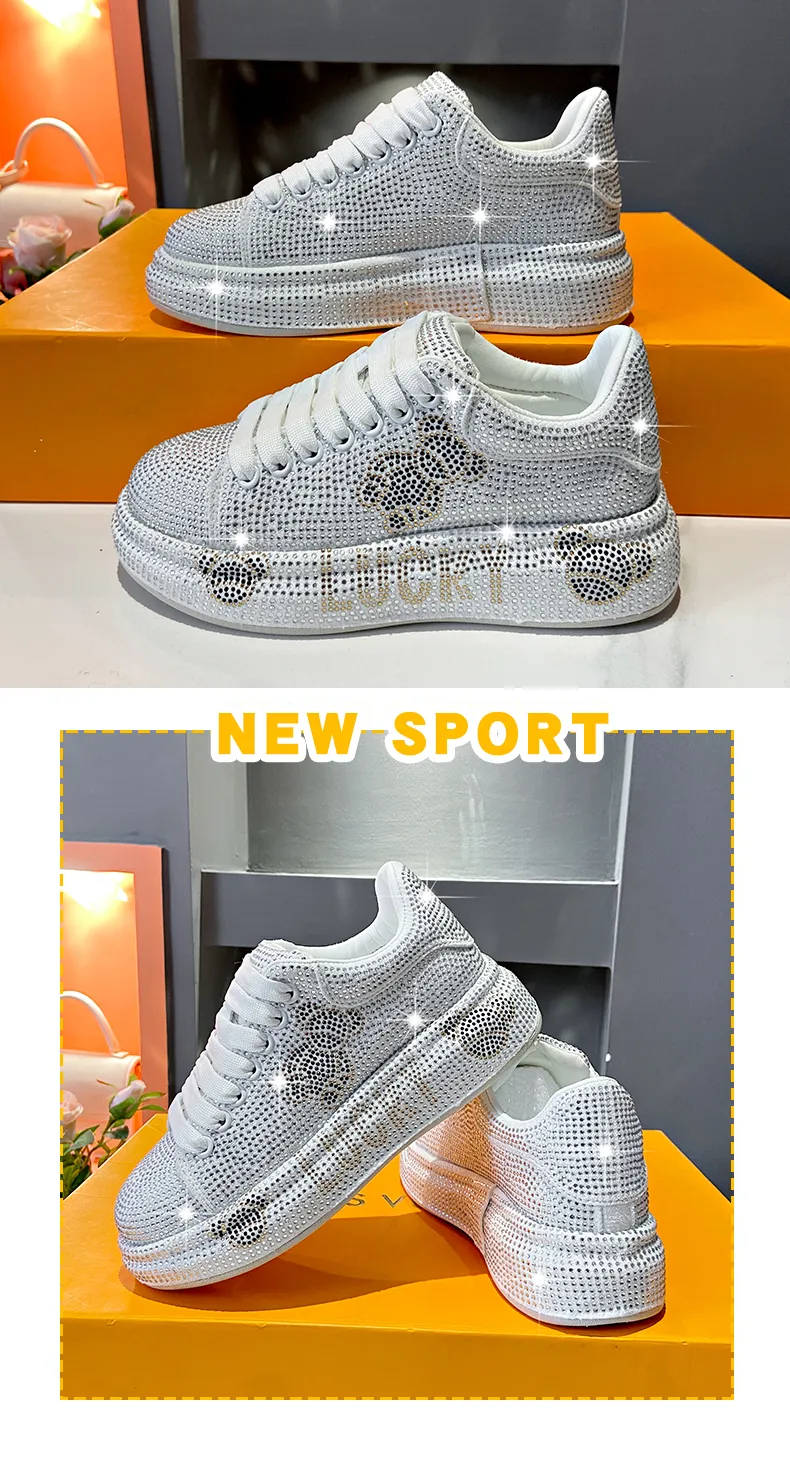Sparkle Platform Sneakers: Premium Rhinestone Women's Fashion Trainers ...
