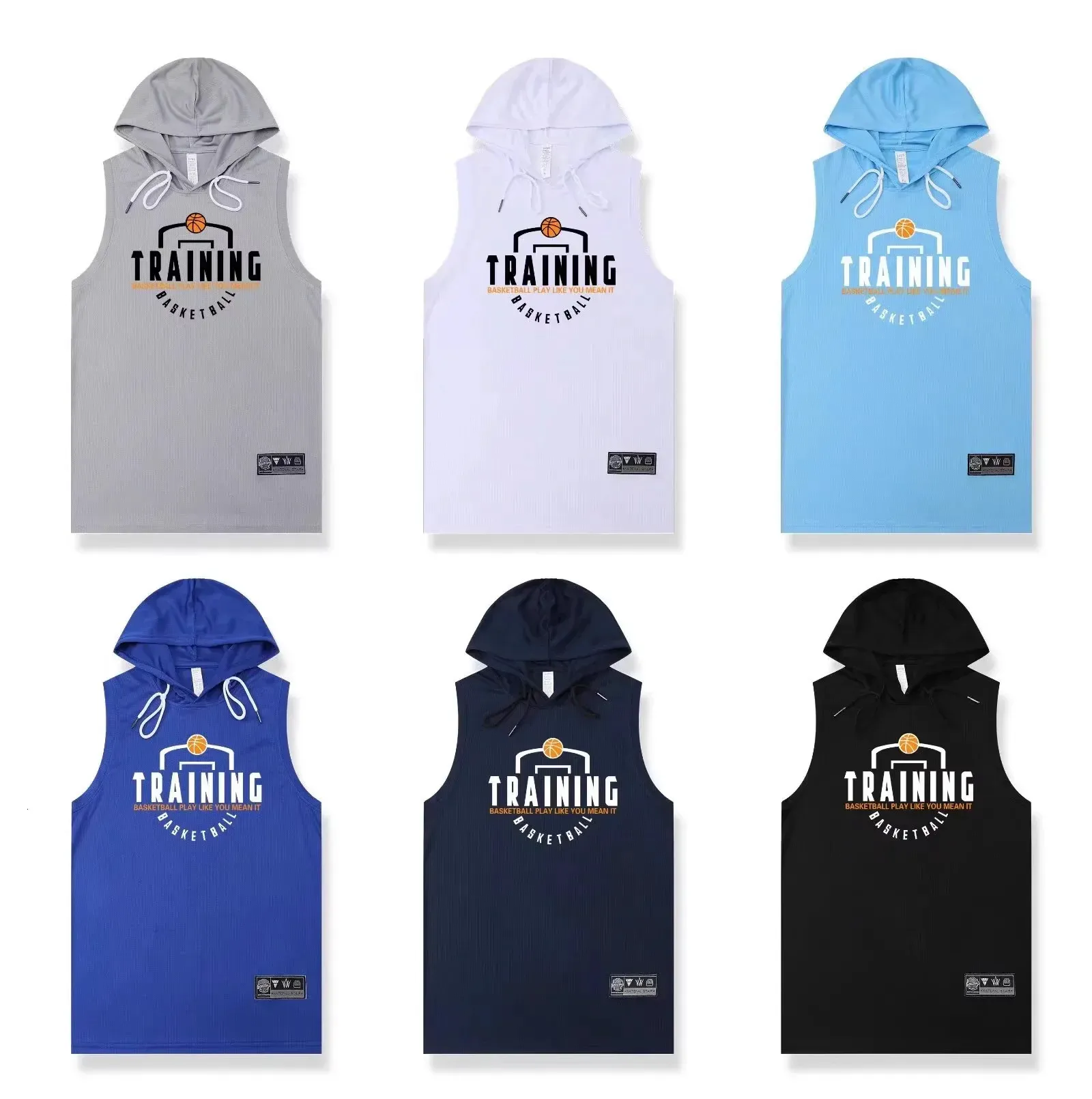 Basketball Hooded Vest Men Quick Dry Sleeveless Sports Top Loose Fit ...